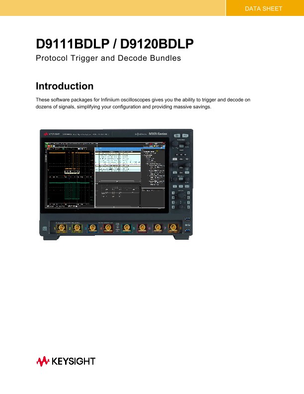 D9111BDLP / D9120BDLP Protocol Trigger and Decode Bundles PDF Asset Page | Keysight